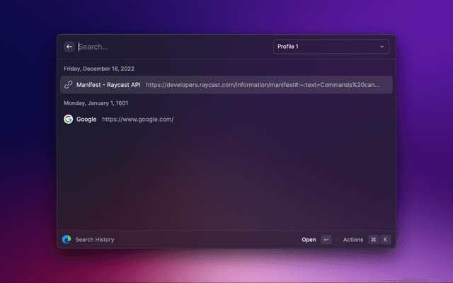 Raycast Store: Microsoft Edge