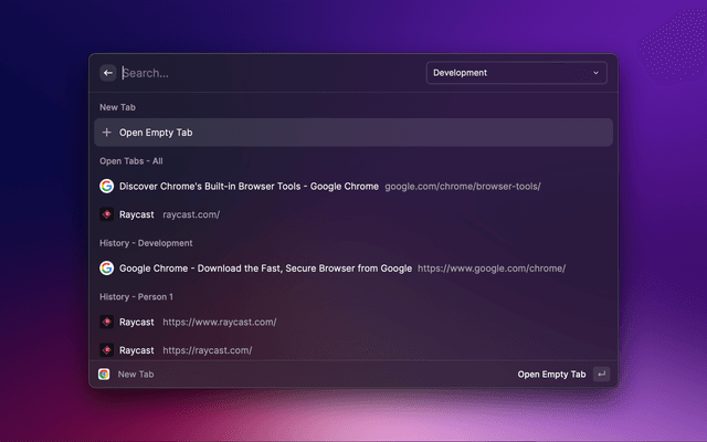 Raycast Store: Google Chrome