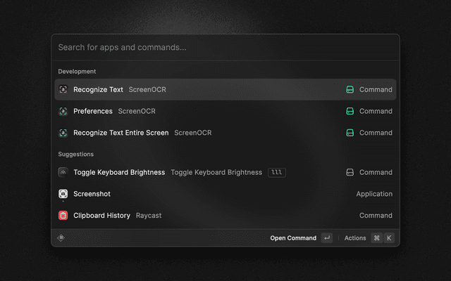 Raycast Store: ScreenOCR