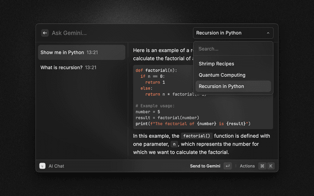 Raycast Store: Google Gemini
