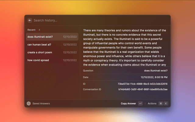 Raycast Store: ChatGPT