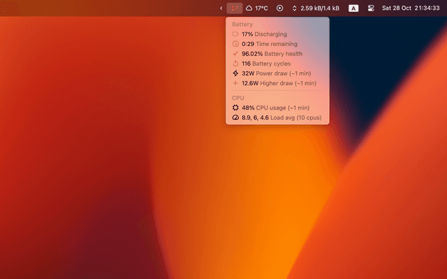 Raycast Store: Battery Menu Bar