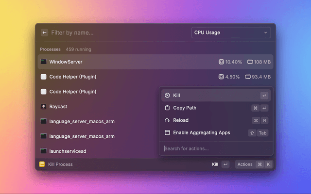 Raycast Store: Kill Process