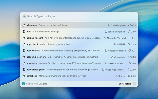 Raycast Store: Typst Universe