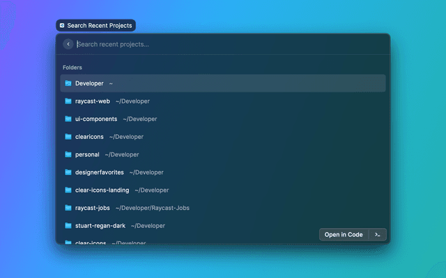 Raycast Store: Visual Studio Code