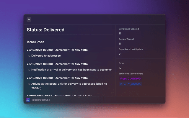 Raycast Store: Parcel Tracker - 17track