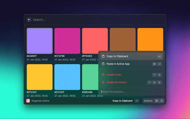 Raycast Store: Color Picker - overview