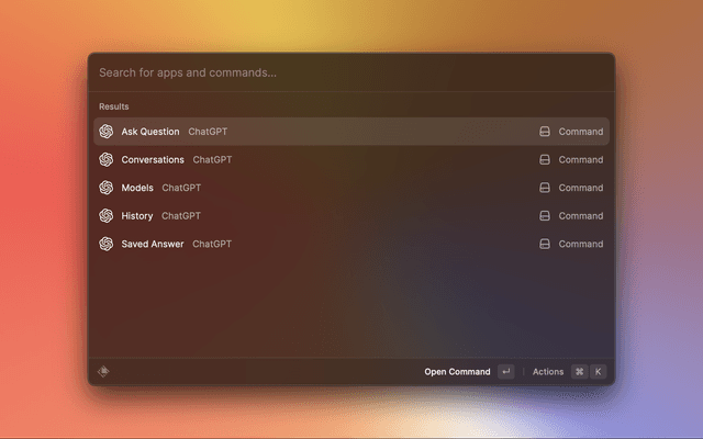 Raycast Store: ChatGPT