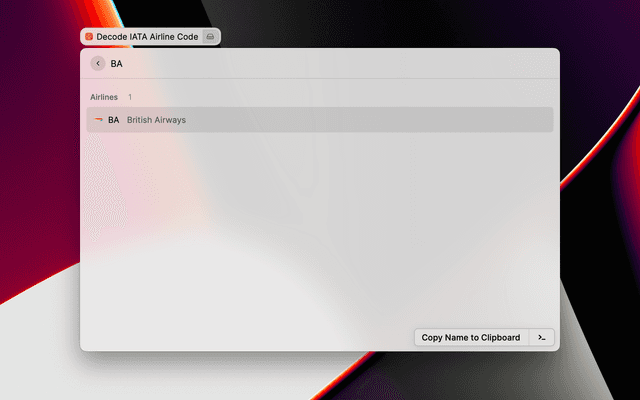 Raycast Store: IATA Code Decoder