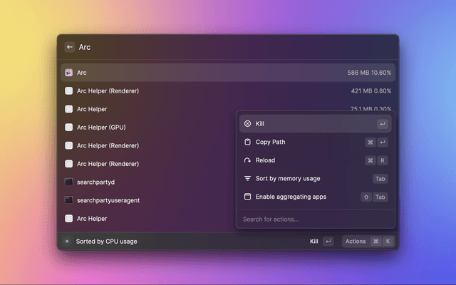 Raycast Store: Kill Process