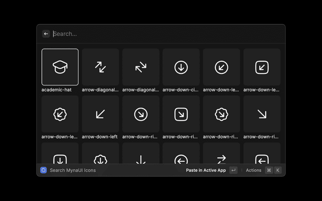 Raycast Store: MynaUI Icons