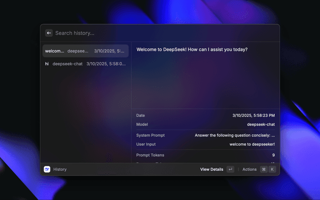 Raycast Store: Deepseek Quick Actions