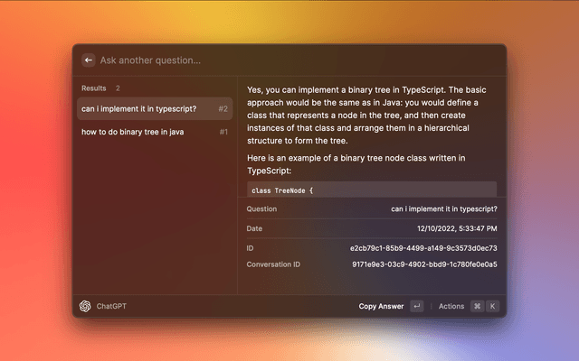 Raycast Store: ChatGPT