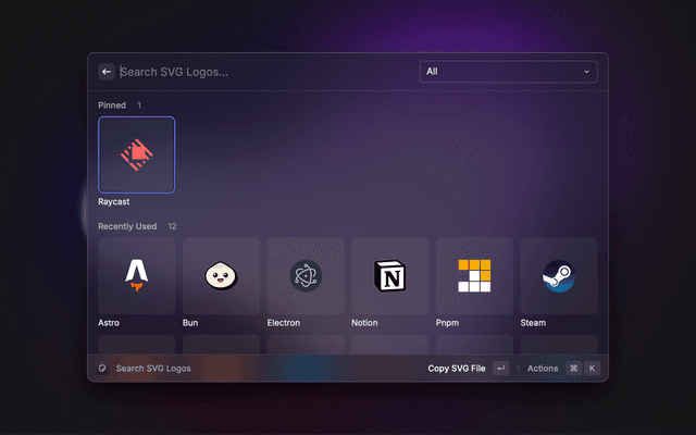 Raycast Store: Svgl