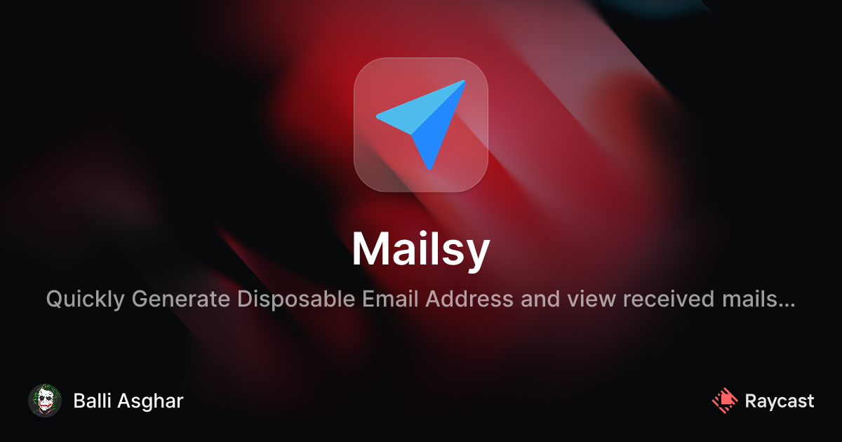 Raycast Store: Mailsy