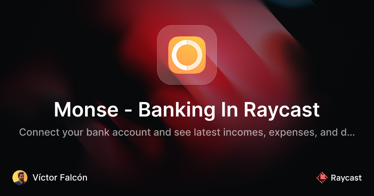 Raycast Store: Monse - Banking In Raycast