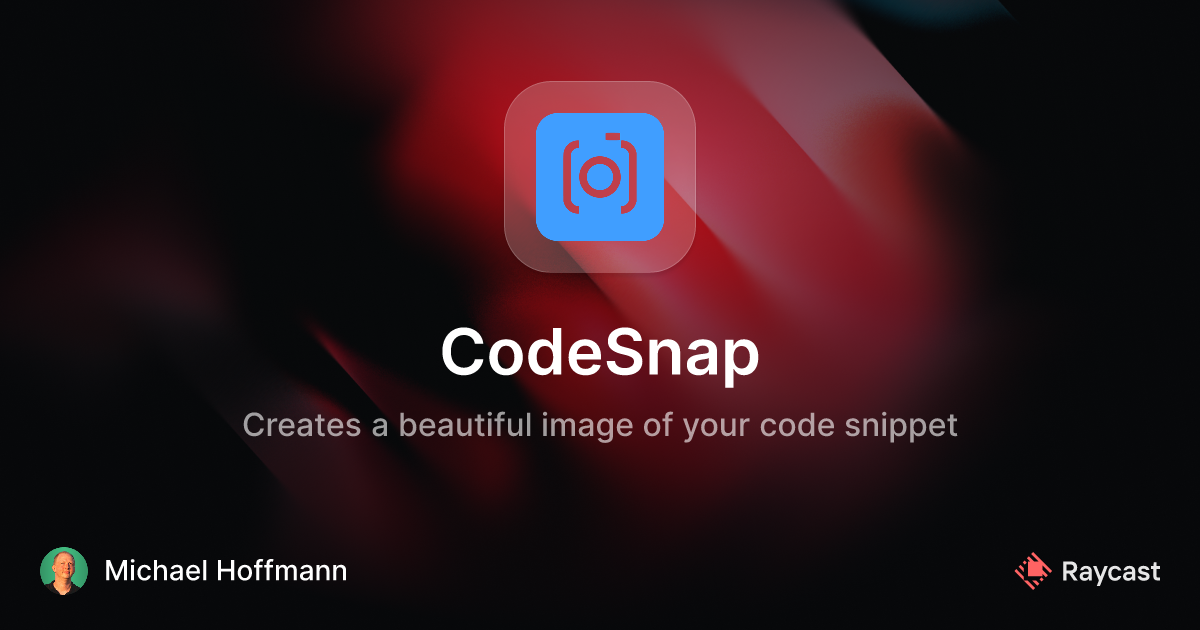Raycast Store: CodeSnap