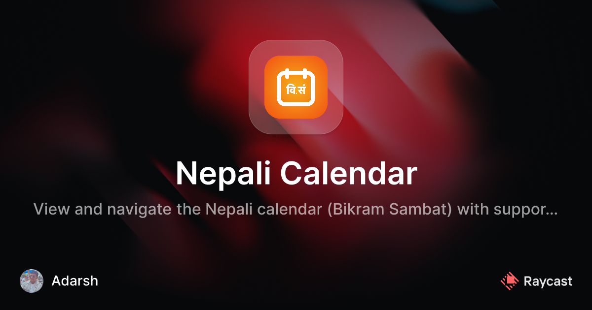 Raycast Store: Nepali Calendar