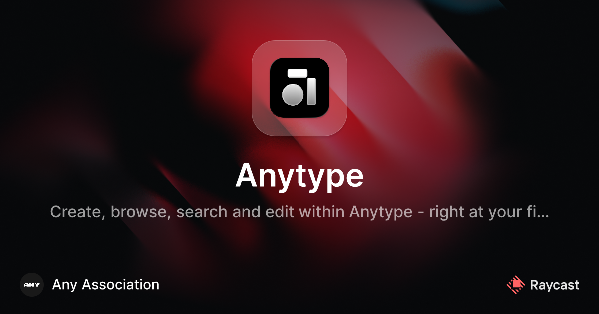 Raycast Store: Anytype