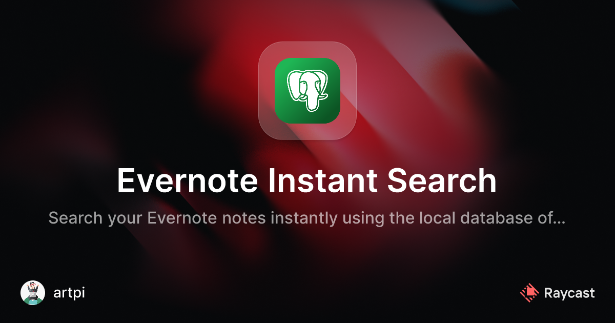Raycast Store: Evernote Instant Search