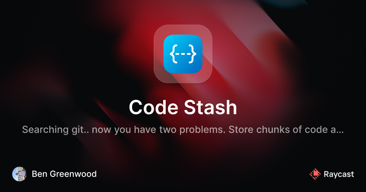 Raycast Store: Code Stash