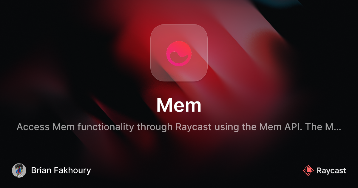 Raycast Store: Mem