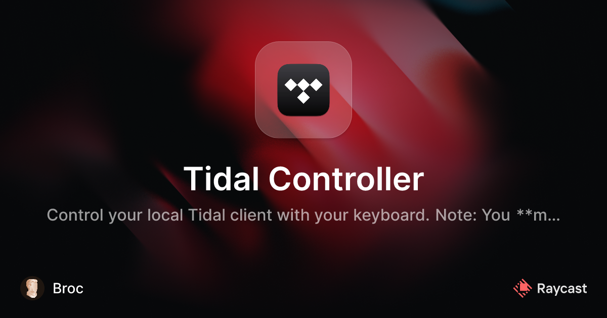 Raycast Store: Tidal Controller
