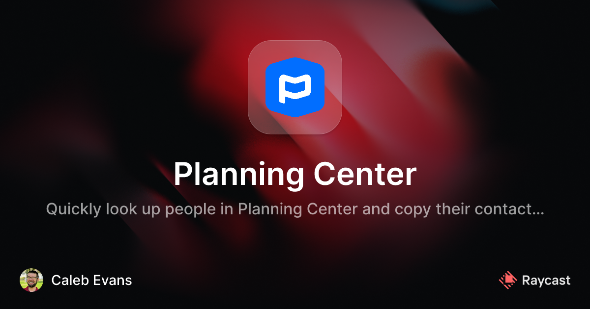 Raycast Store: Planning Center