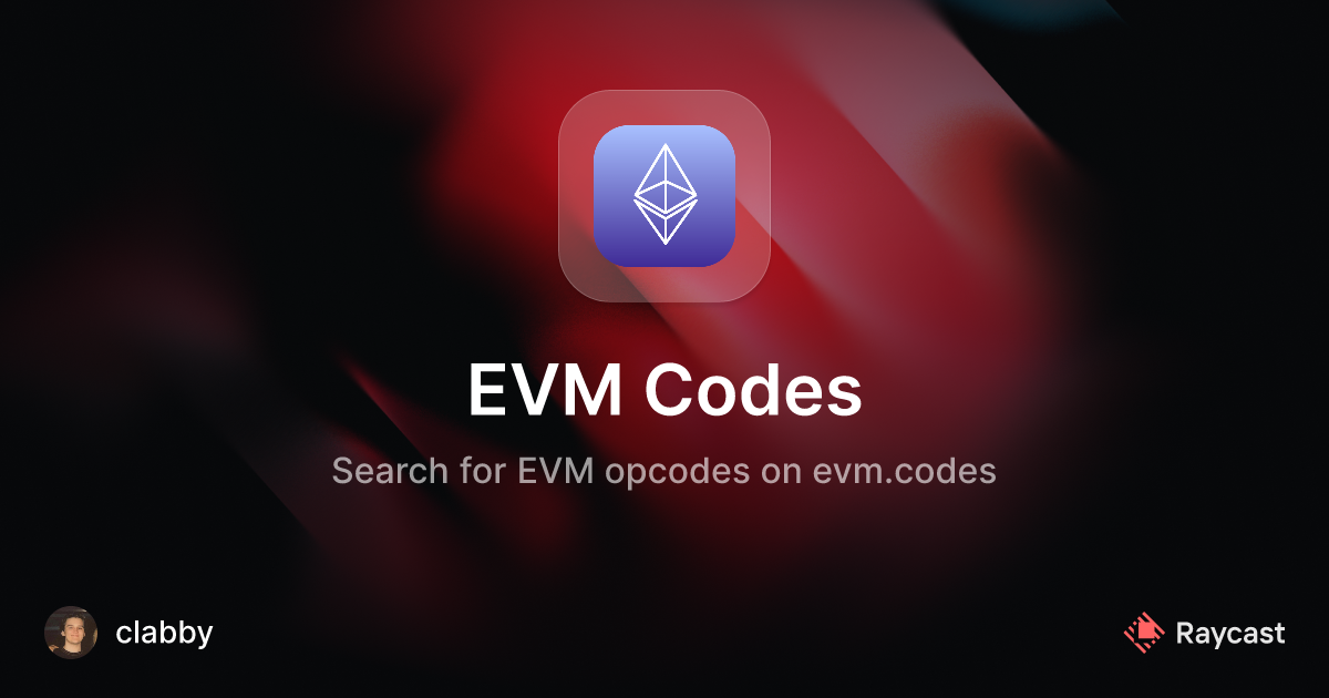 Raycast Store: EVM Codes