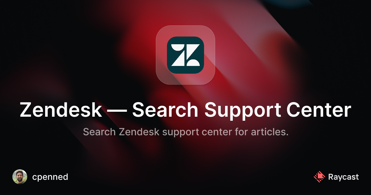 Raycast Store: Zendesk — Search Support Center