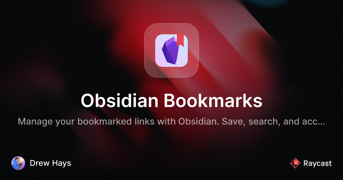 Raycast Store Obsidian Bookmarks