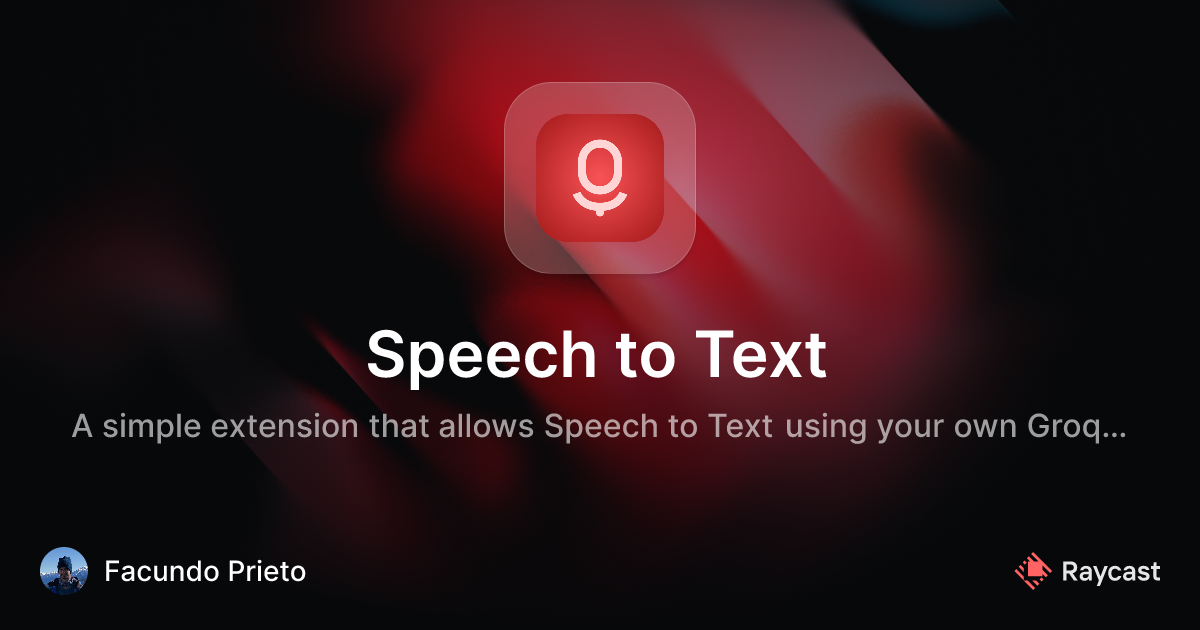 Raycast Store: Speech to Text