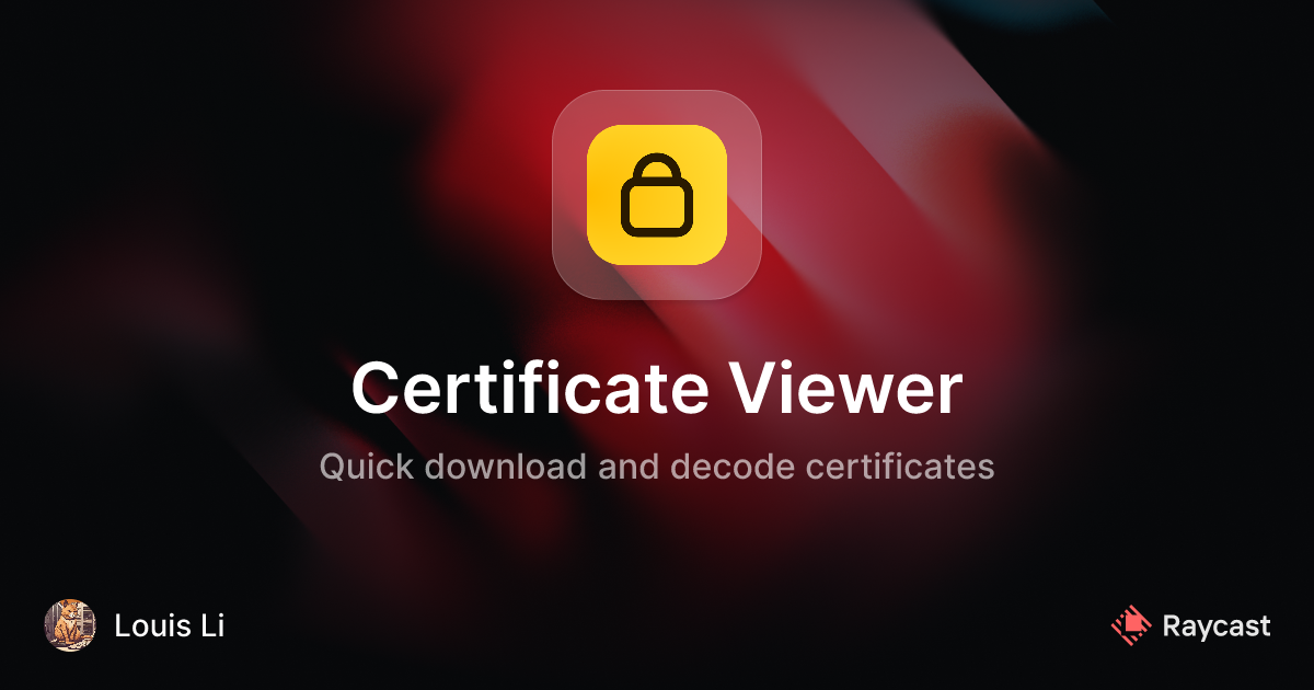 Raycast Store: Certificate Viewer