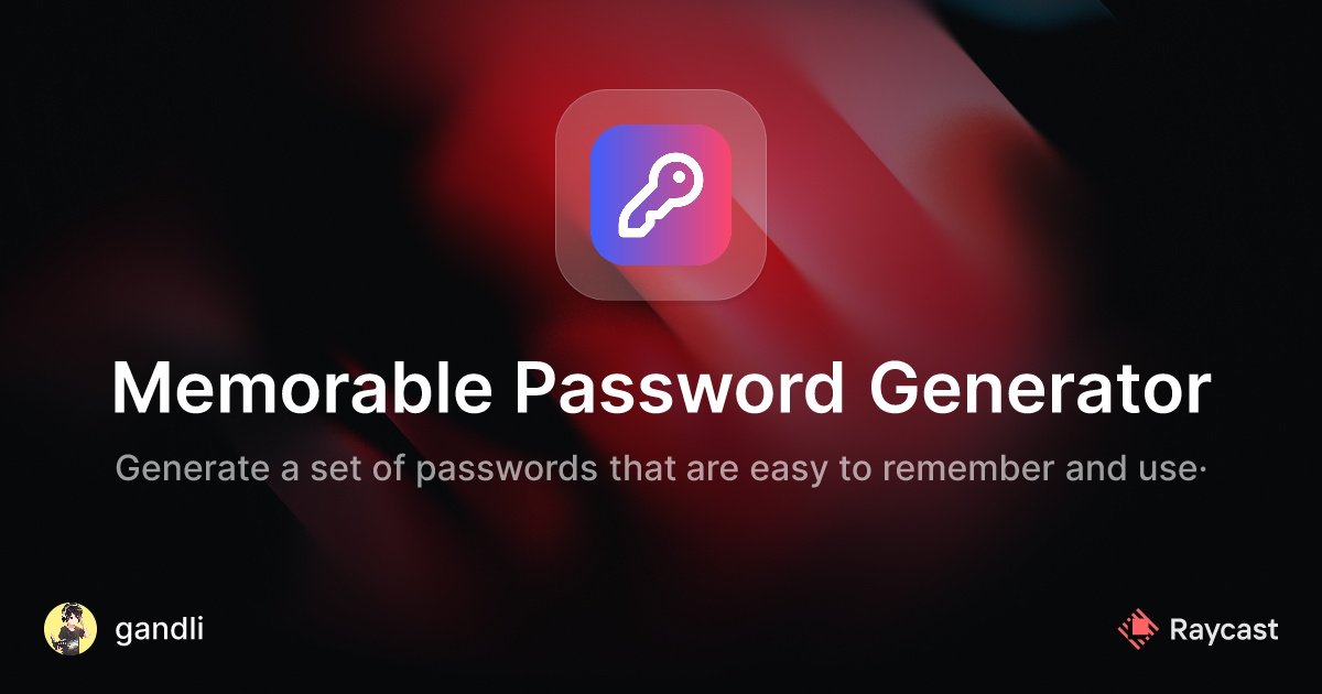 Raycast Store: Memorable Password Generator