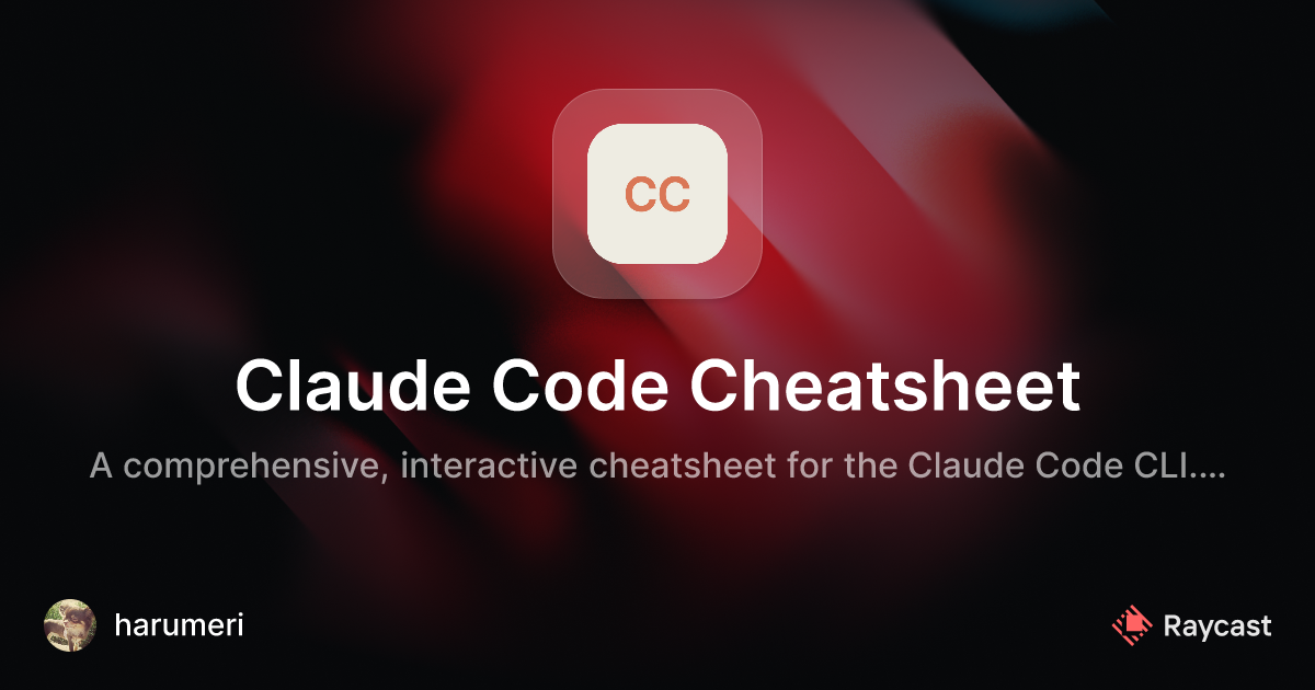 Raycast Store: Claude Code Cheatsheet
