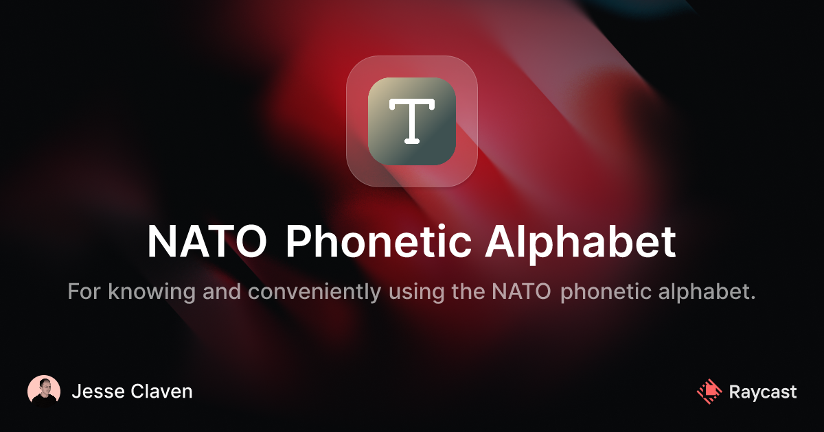 Raycast Store: NATO Phonetic Alphabet