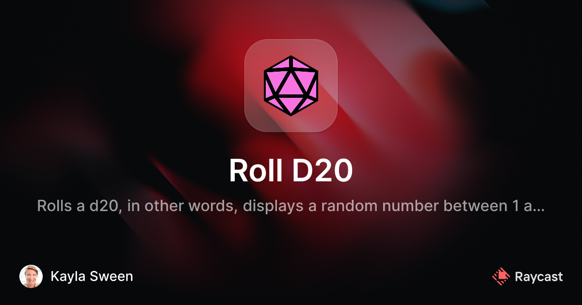 Raycast Store: Roll D20