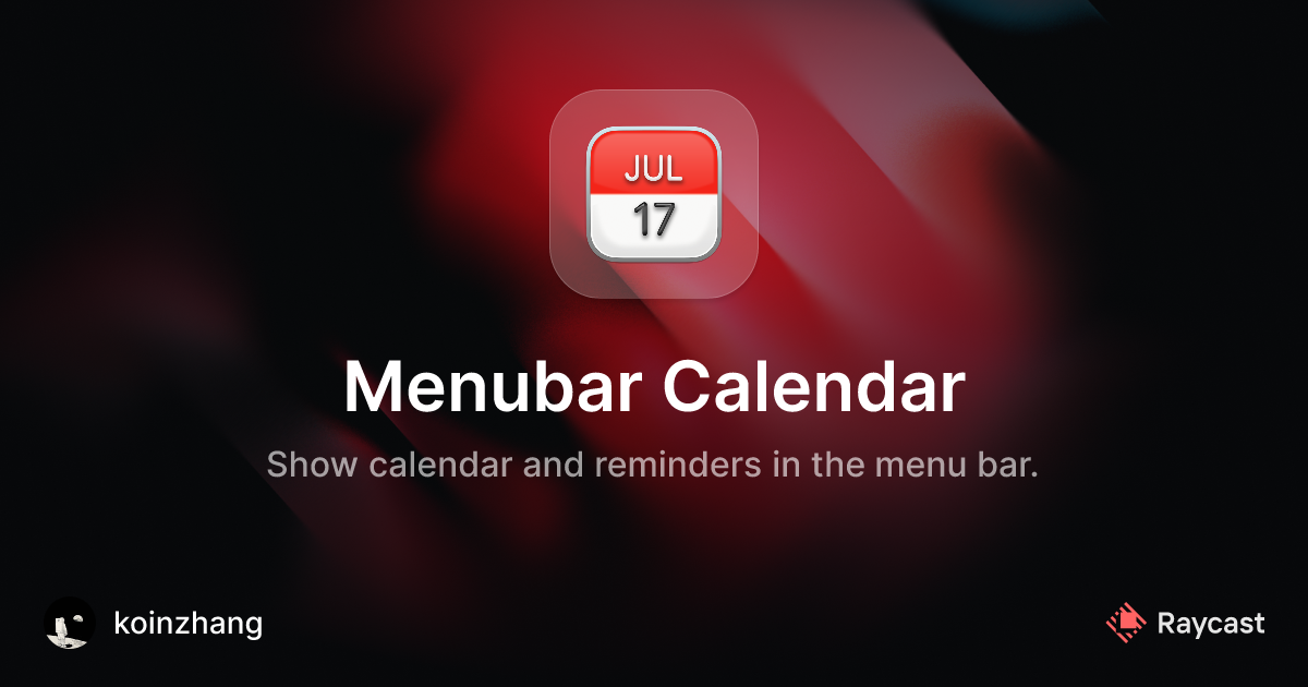 Raycast Store: Menubar Calendar