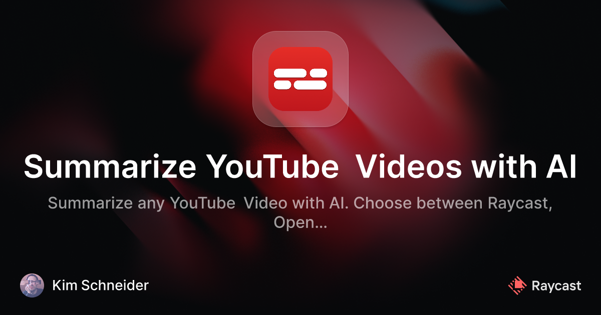 Raycast Store: Summarize YouTube Videos with AI