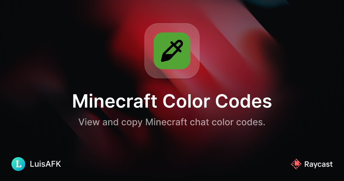 Raycast Store: Minecraft Color Codes