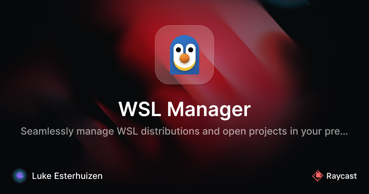 Raycast Store: WSL Manager