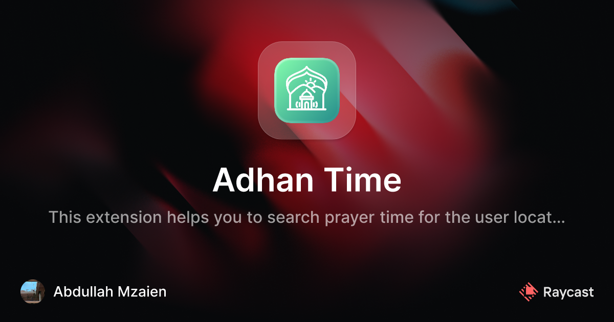 Raycast Store: Adhan Time