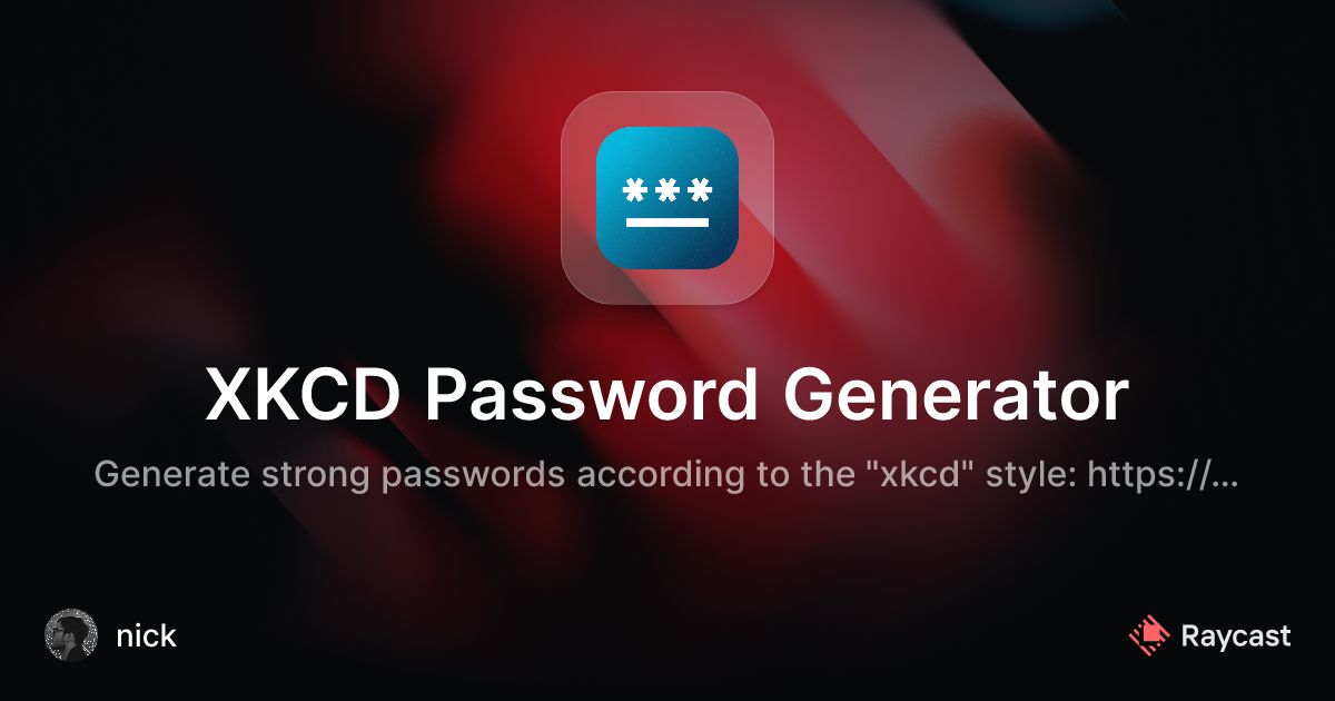 Raycast Store: XKCD Password Generator