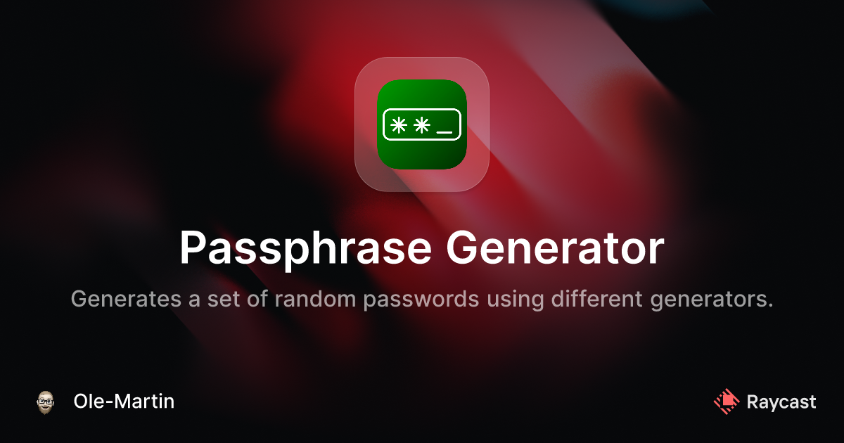 Raycast Store: Passphrase Generator