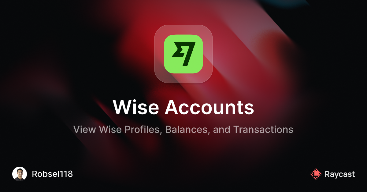 Raycast Store: Wise Accounts