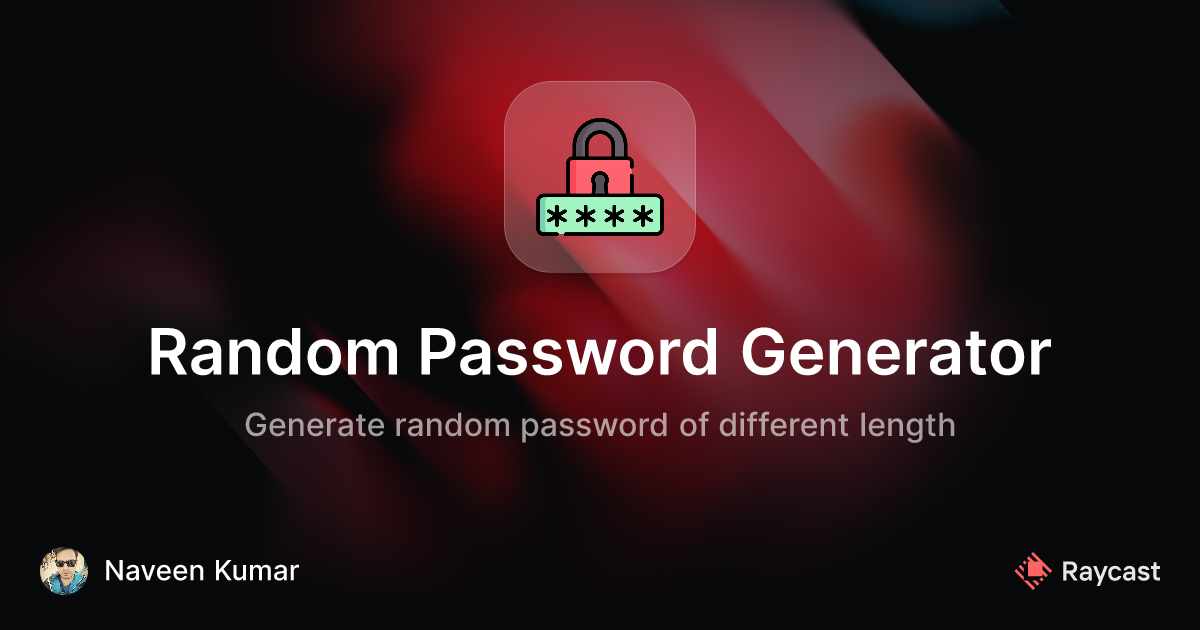 Raycast Store: Random Password Generator
