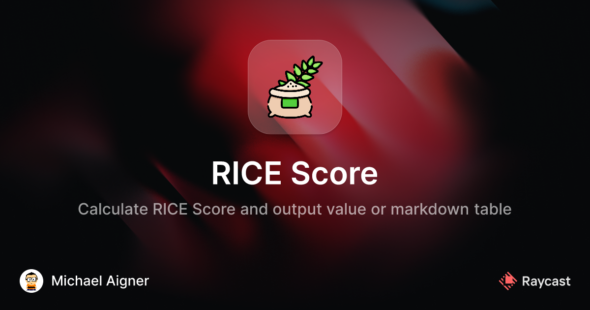 Raycast Store: RICE Score