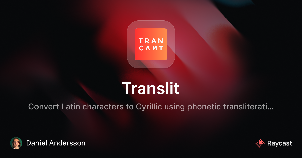 Raycast Store: Translit
