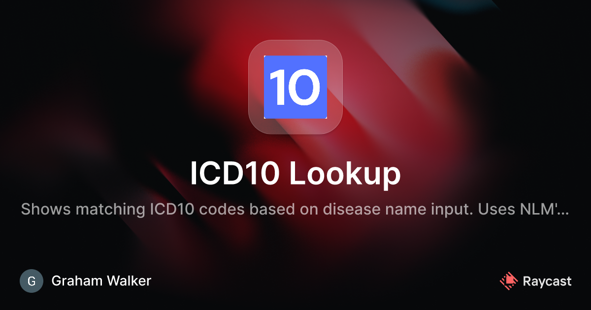 Raycast Store: ICD10 Lookup