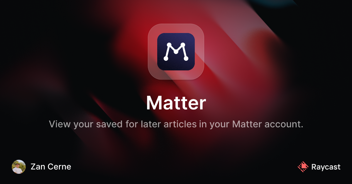 Raycast Store: Matter